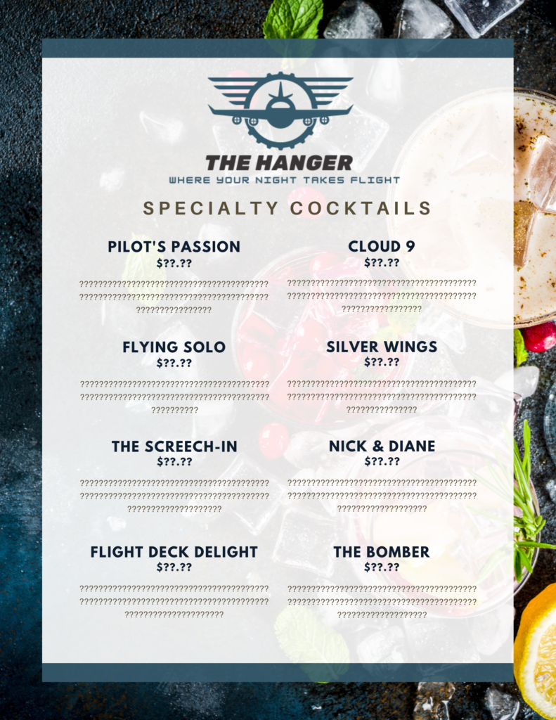 Alcock and Brown Menu | Quality Hotel & Suites | Accommodations ...